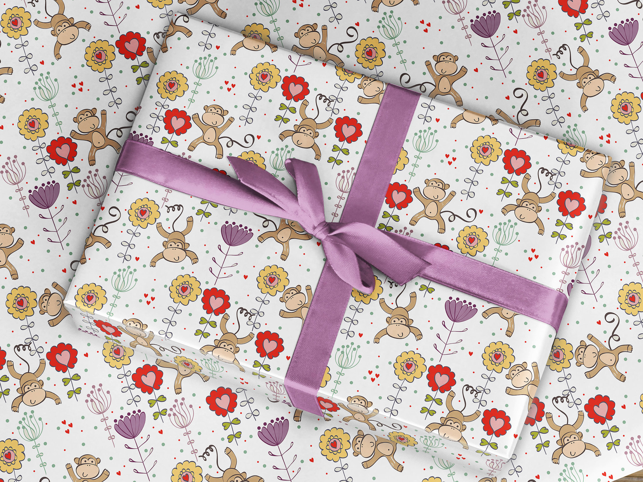 Monkey Wrapping Paper Monkey Cheeky Monkey Gift Wrap Paper | Etsy