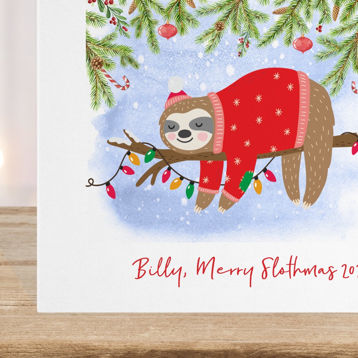Sloth Christmas Card & Wrapping Paper Sloth Gift and Wrap - Etsy UK