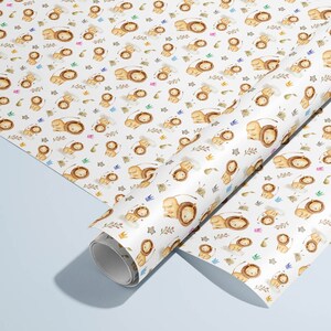 Lion Wrapping Paper, Jungle Wrapping Paper, Kids Birthday Gift Wrap ...