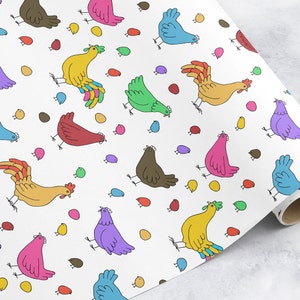 Chicken Wrapping Paper, Chicken Wrap Sheet, Illustrated Chicken Wrap ...