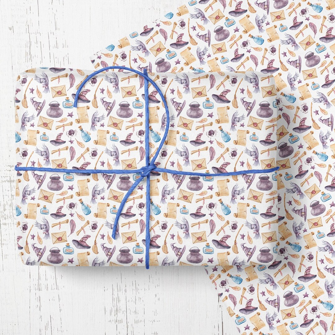 Wizards Wrapping Paper, Kids Wizard Hat Wrapping Paper, Magic Wiccan ...
