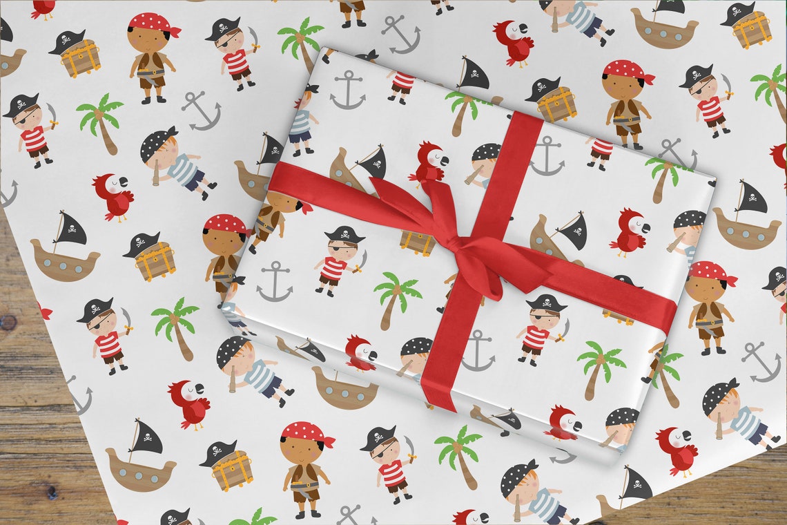 Pirate Wrapping paper childrens pirate wrapping paper - Etsy 日本