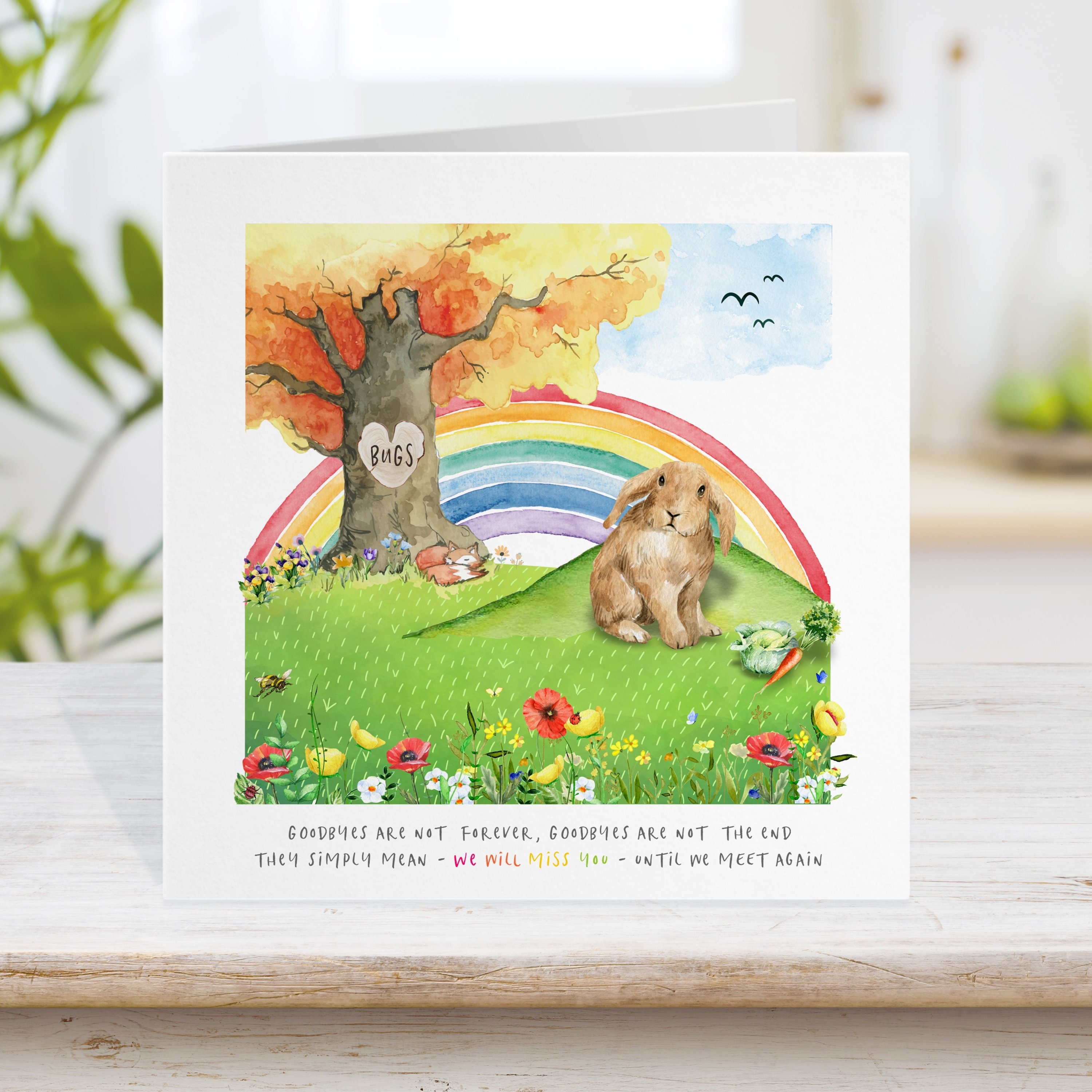 Rabbit Loss Memorial Card Rainbow Bridge Pet Loss Card Animal - Etsy