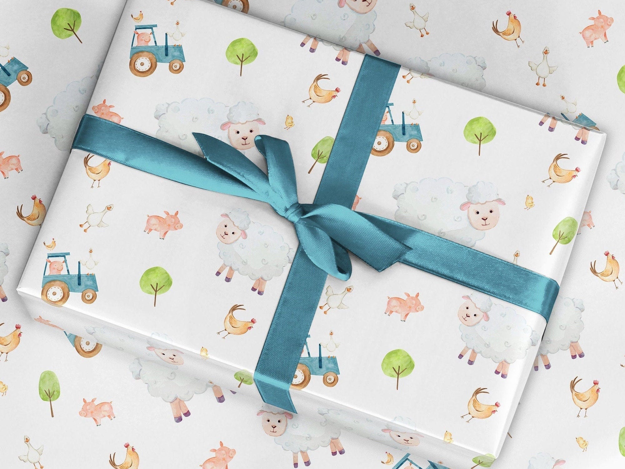 Sheep Wrapping Paper Tractor Wrapping Paper Farm Wrapping - Etsy UK
