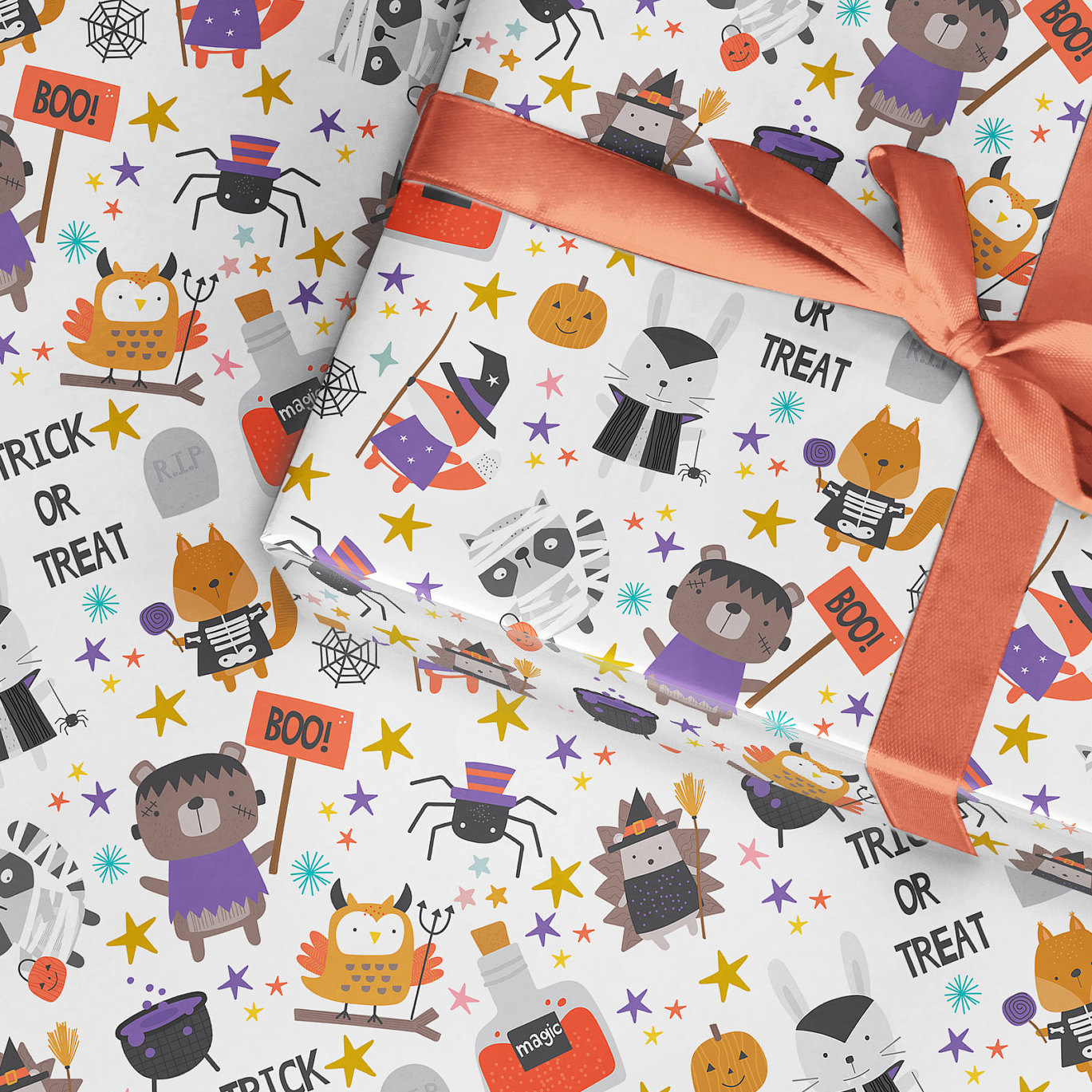 Kids Halloween Wrapping Paper Halloween Gift Wrap Witch - Etsy UK