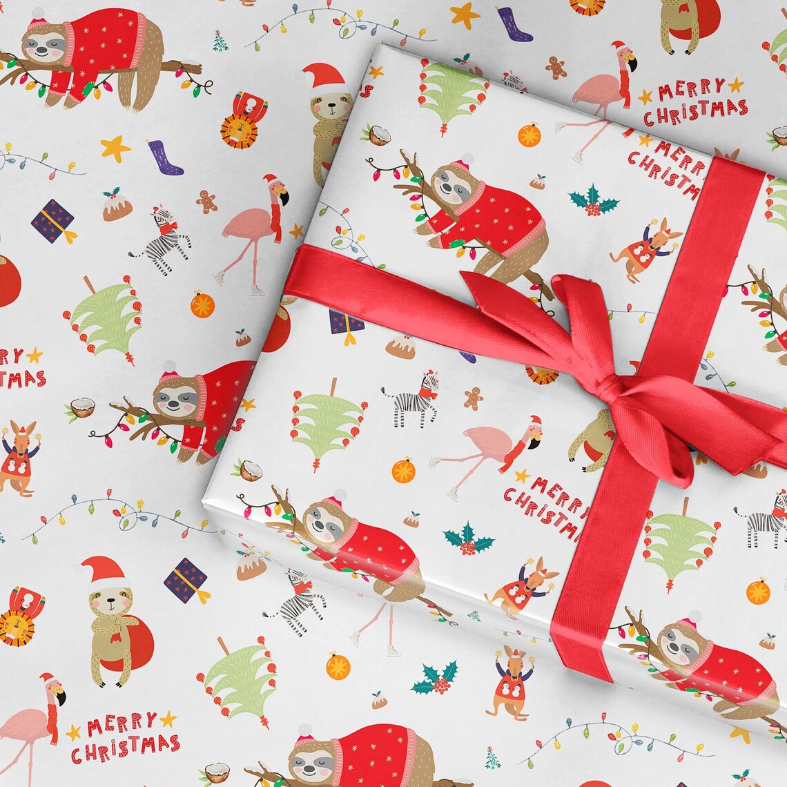 Sloth Christmas Card & Wrapping Paper Sloth Gift and Wrap - Etsy UK