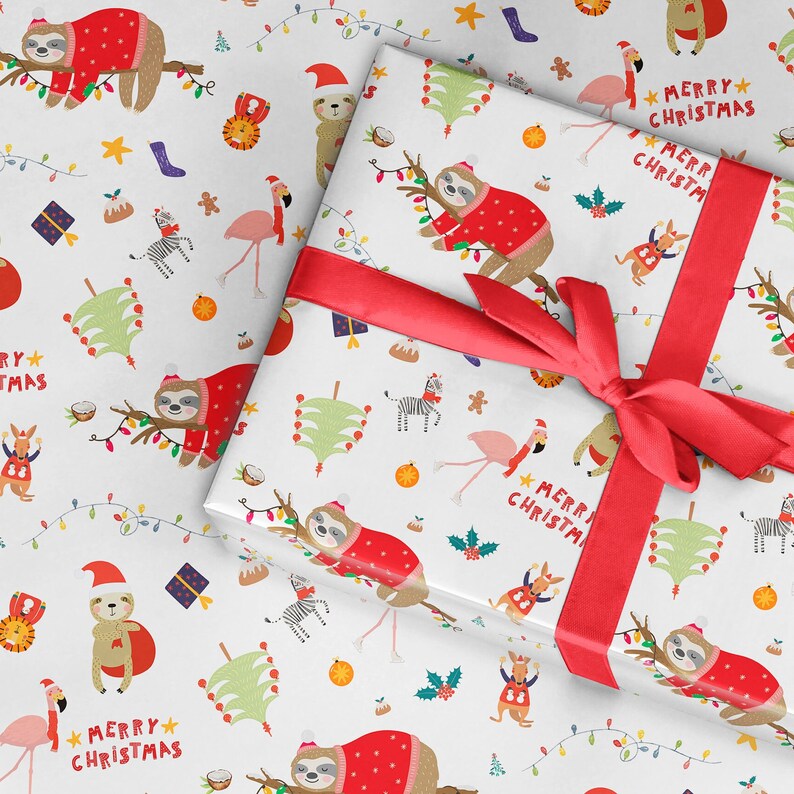 Sloth Christmas Card & Wrapping Paper Sloth Gift and Wrap - Etsy UK