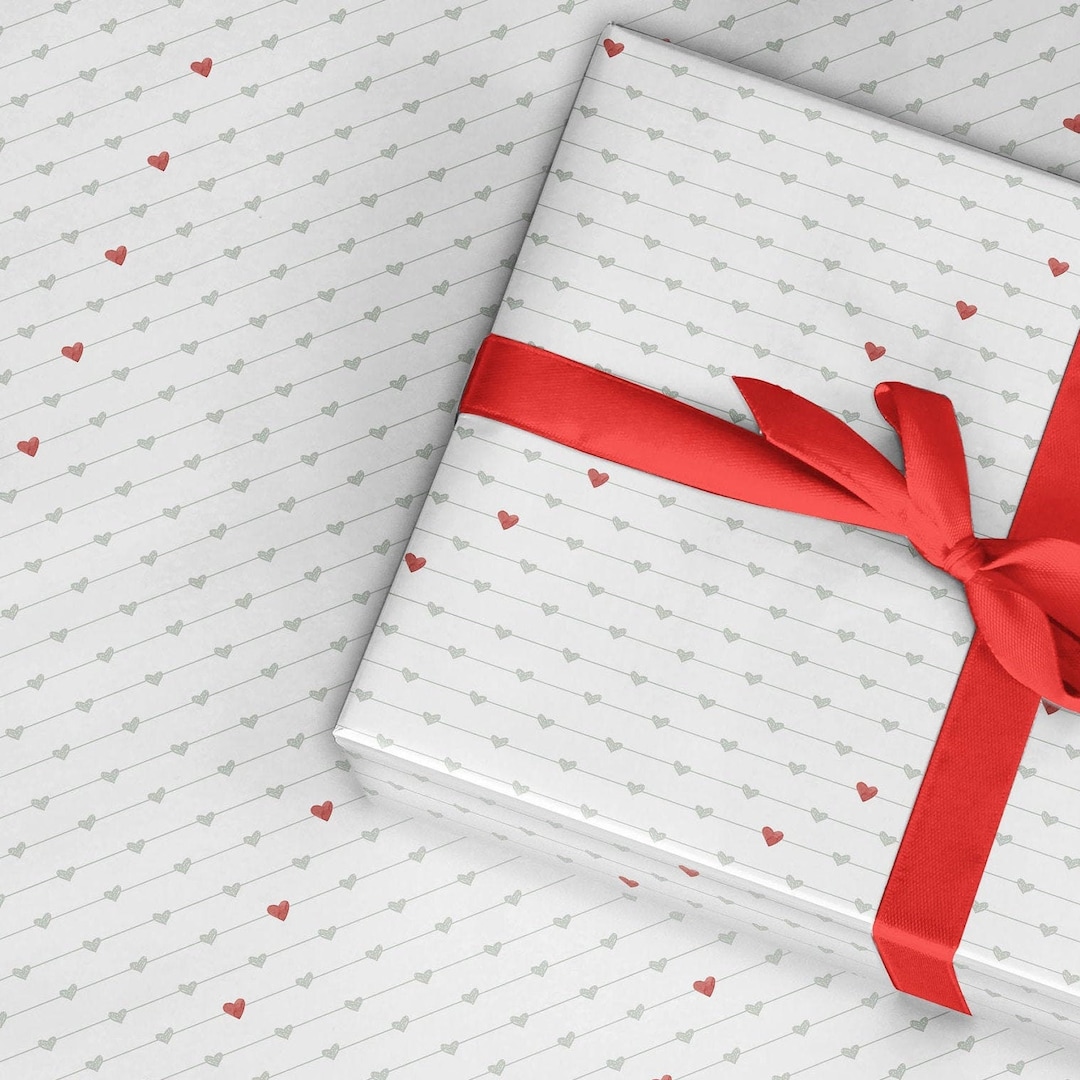 Mini Heart Wrapping Paper, Valentine Wrapping Paper, Wrapping Paper For ...