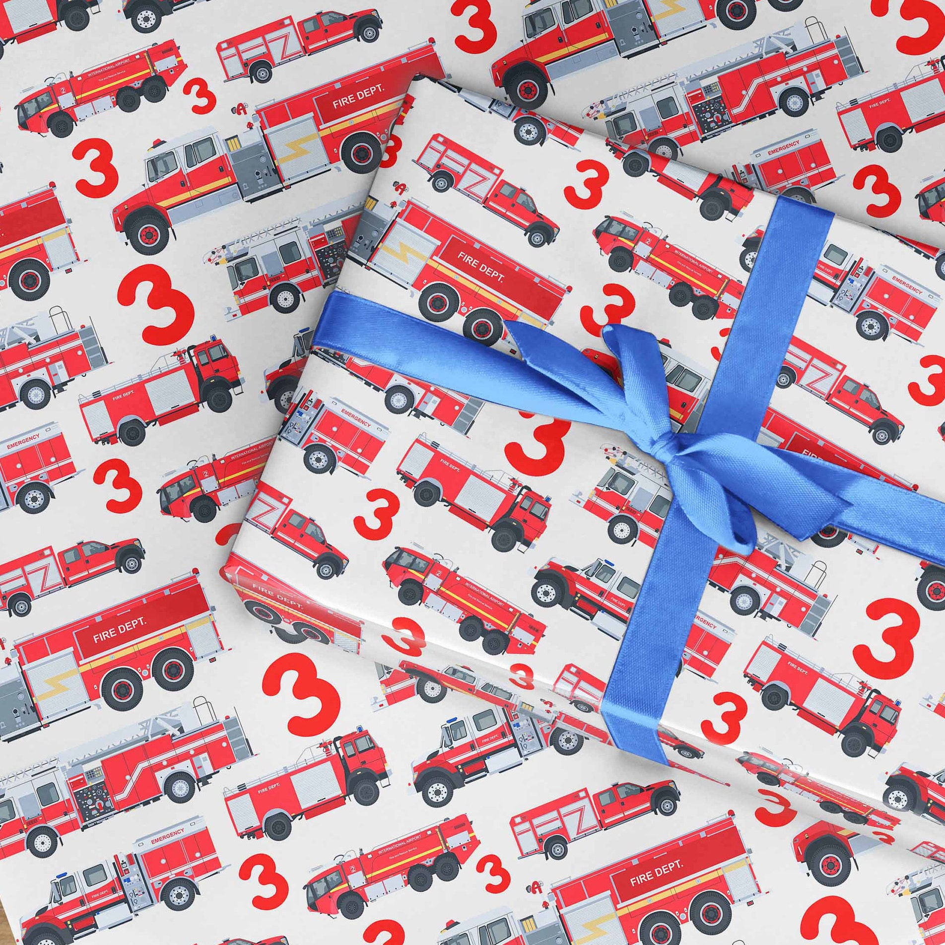3rd Birthday Wrapping Paper Fire Truck Wrapping Paper Kids - Etsy UK