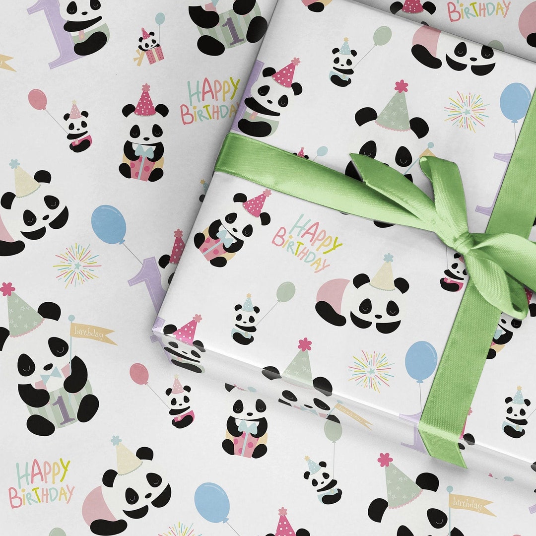 Panda 1st Birthday Wrapping Paper, 1st Birthday Baby Panda Gender ...