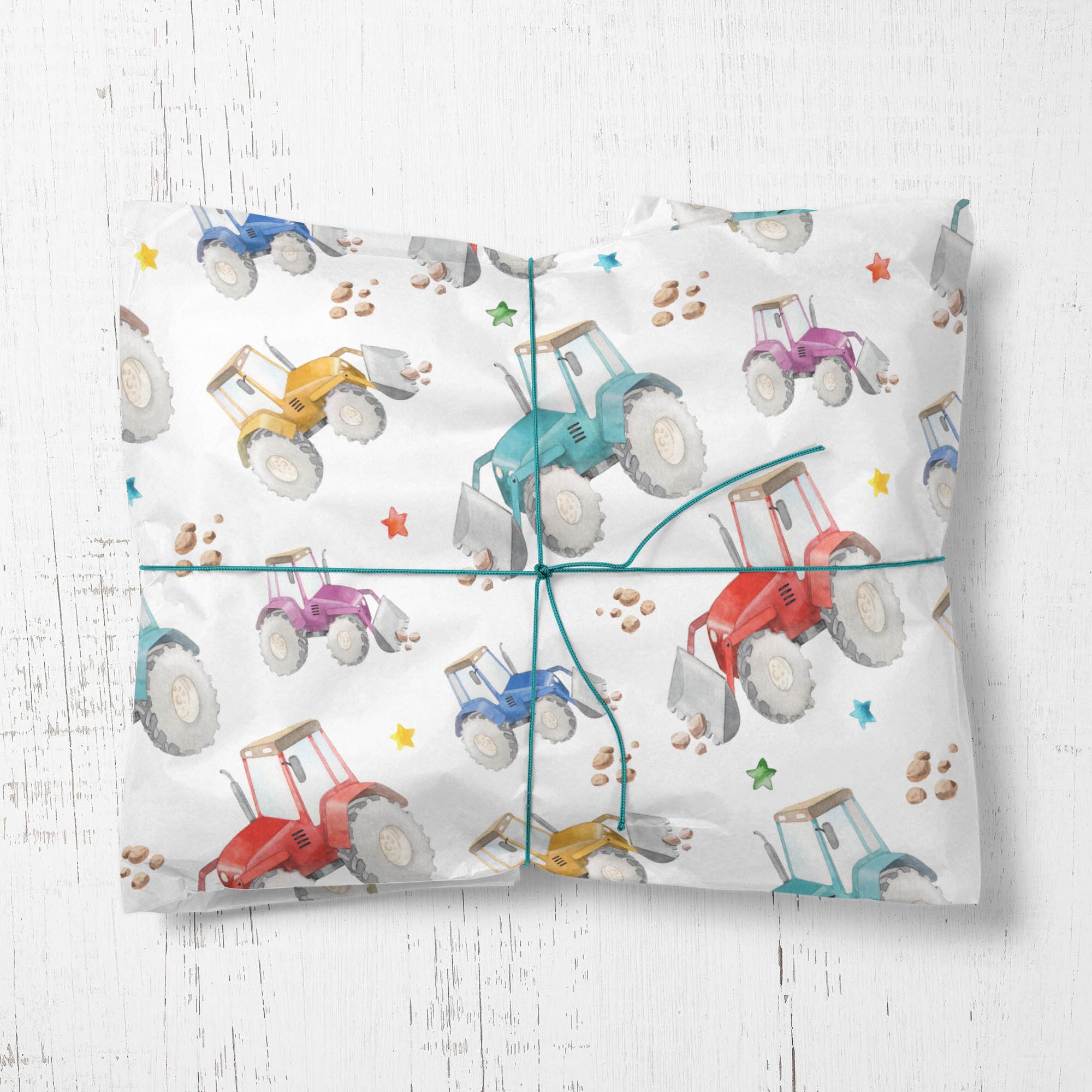 Tractor Wrapping Paper Digger Wrapping Paper Boys Mens - Etsy