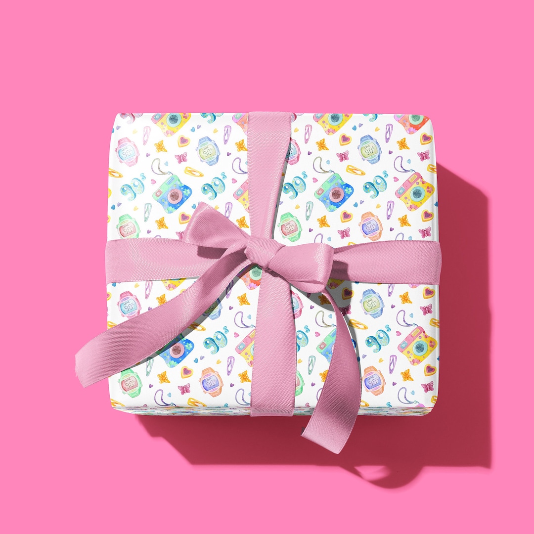 90's Wrapping Paper, Bubblegum Retro Wrapping Paper, Cute Gift 1990 ...
