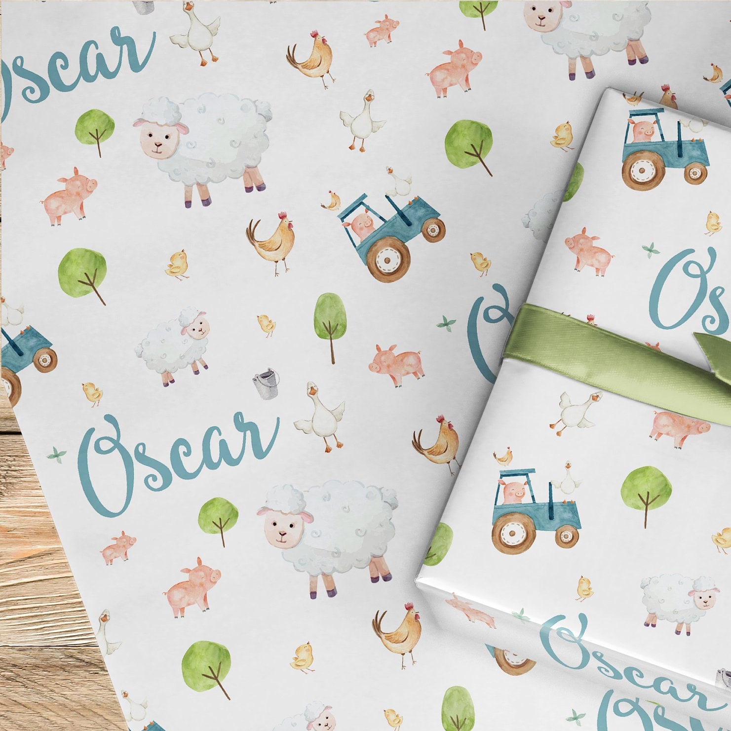 Personalised Farm Wrapping Paper Roll Sheep Tractor Duck Kids - Etsy