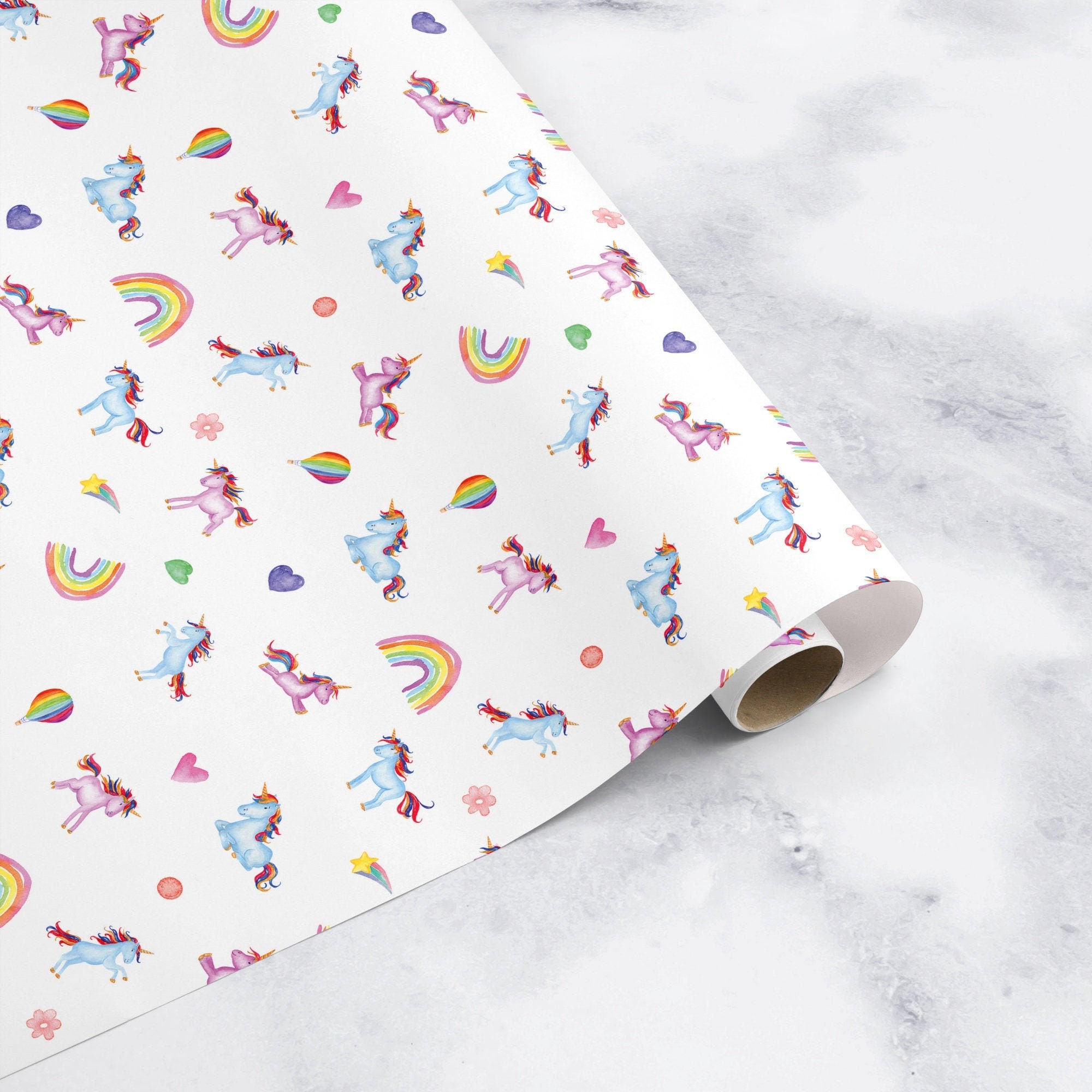 Pastel Unicorn Wrapping paper unicorns and rainbow wrapping | Etsy