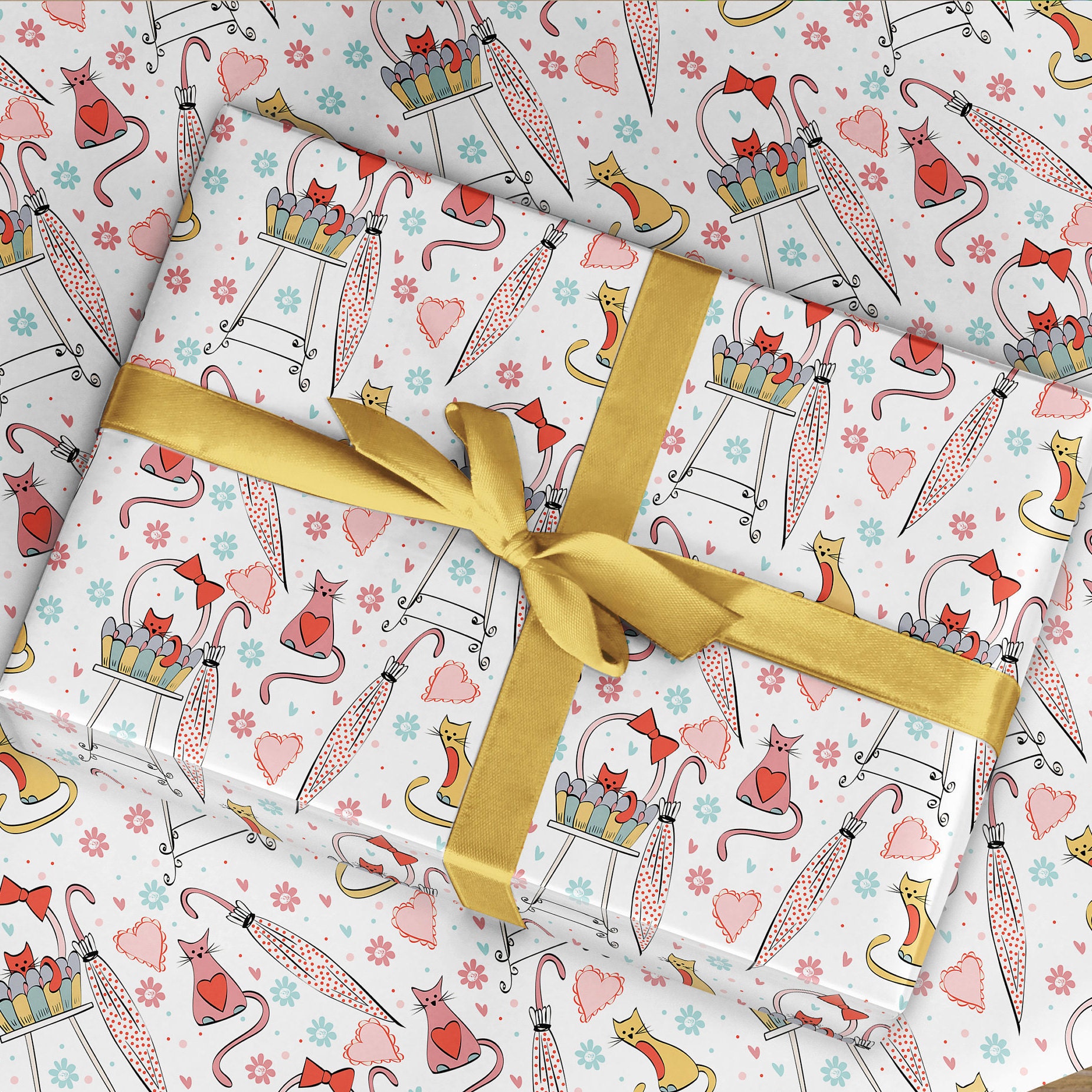 Retro Cats Wrapping Paper Cat Gift Wrap Paper Fun Cat Paper - Etsy
