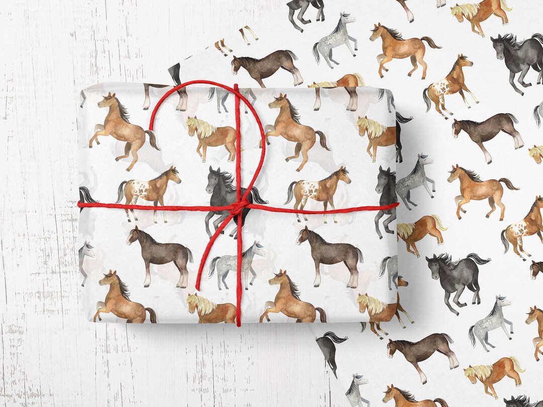 Horse Wrapping Paper, Horse Gift Wrap, Pony Gift Wrapping Paper For ...