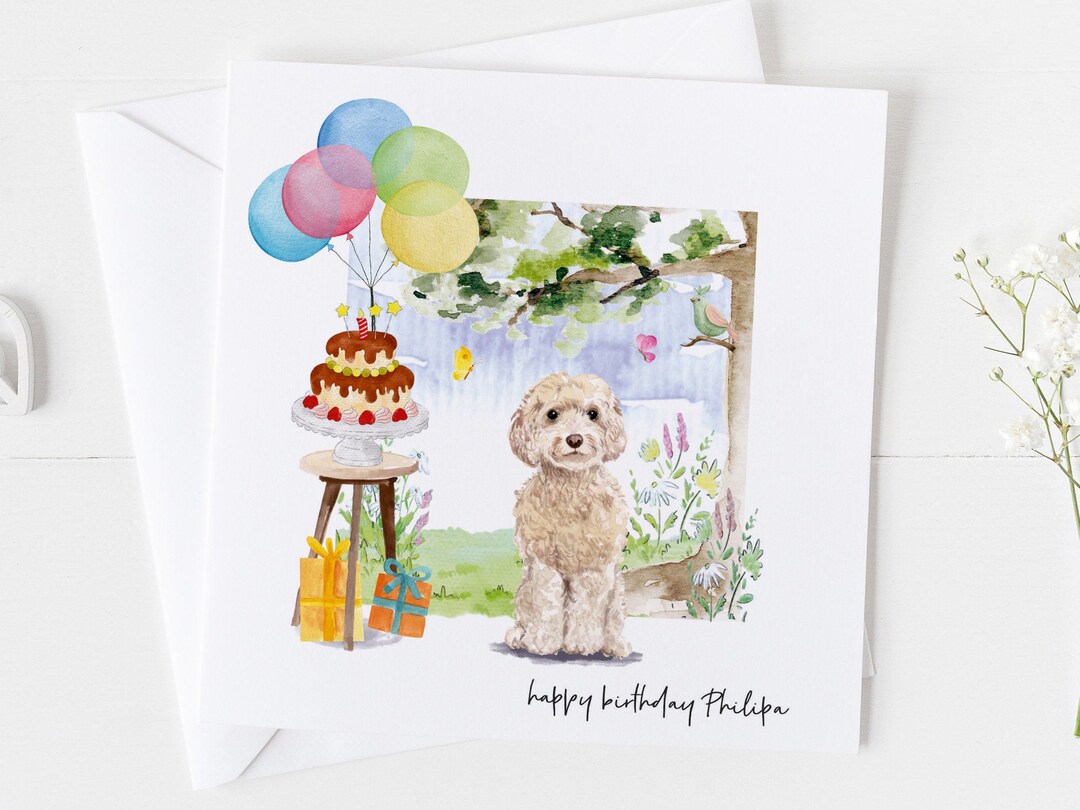 Cockapoo Birthday Card & Matching Wrapping Paper, Dog Birthday Card For ...
