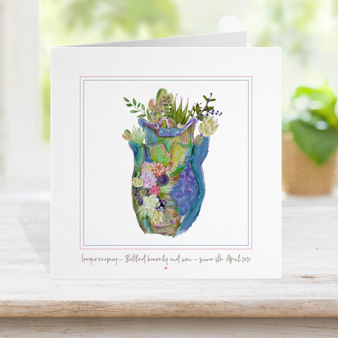 Larynx Cancer Anniversary Card: Watercolor Illustration - Etsy