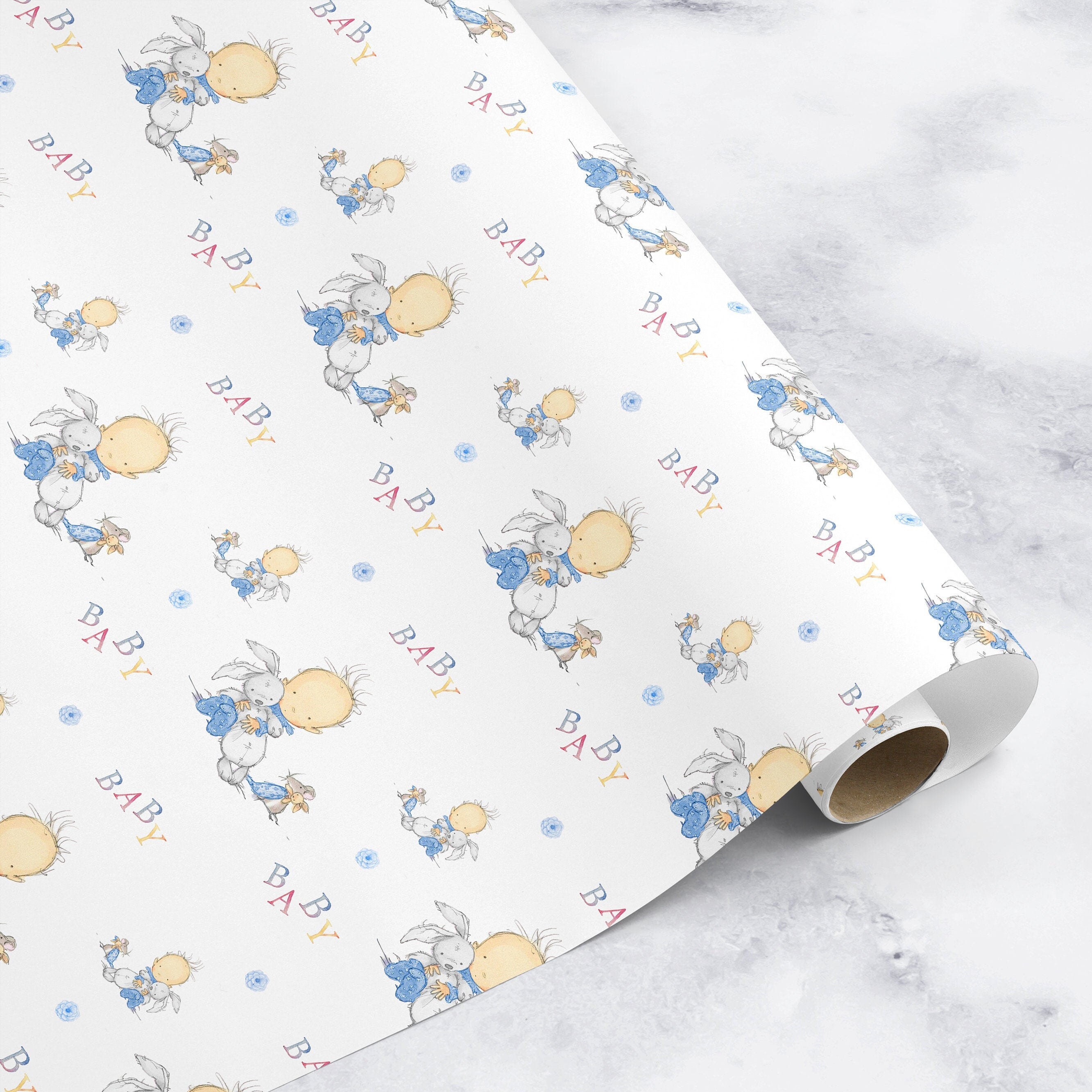 Baby Boys Wrapping Paper New Boy Gift Wrap Paper Blue - Etsy UK