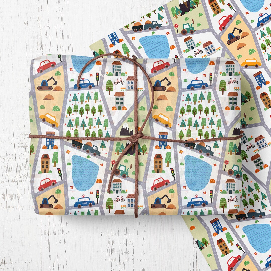 Map Wrapping Paper, Driving Test Wrapping Paper, 1st Car Luxury Gift ...