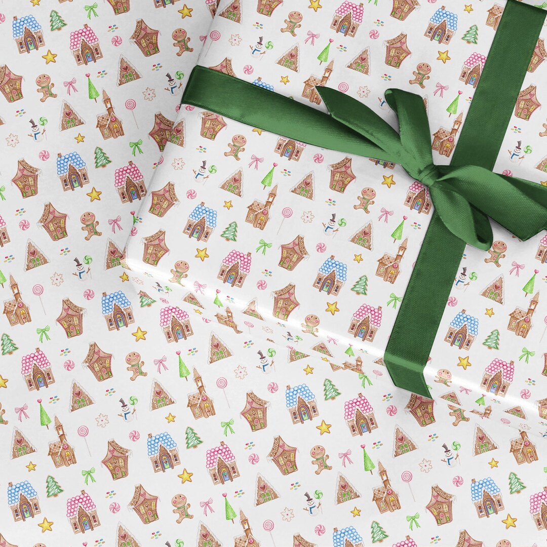 Christmas Gingerbread Candy Wrapping Paper, Gingerbread Men Gift Wrap ...