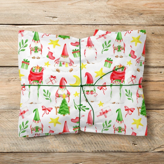Gnome Wrapping Paper Kids Christmas Wrapping Paper - Etsy