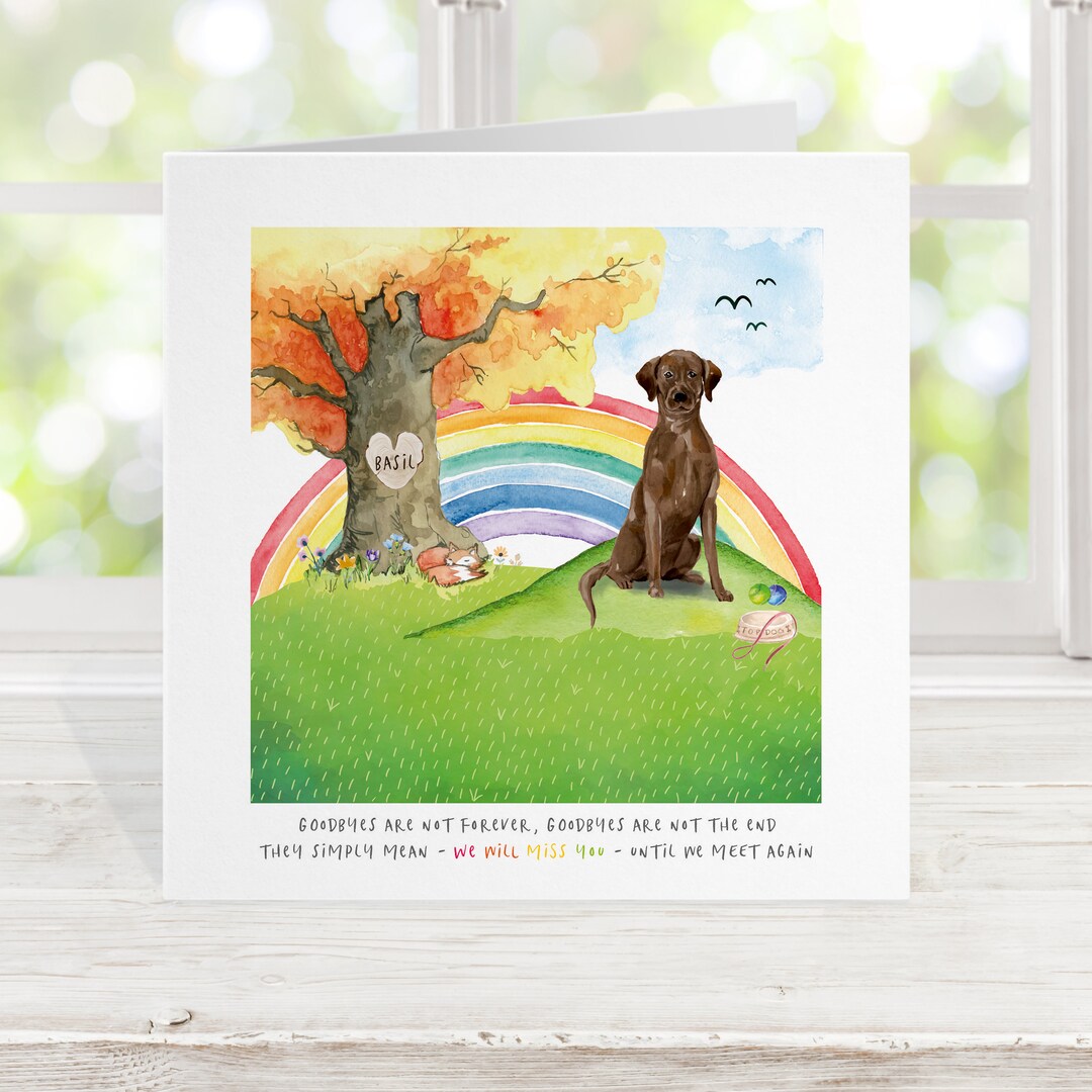 Any Breed Dog Loss Memorial Card, Rainbow Bridge Pet Loss Card Animal ...