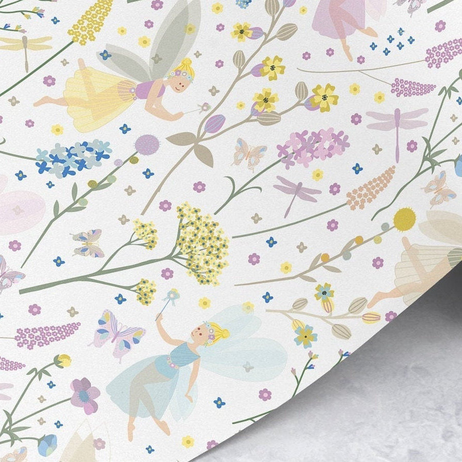 Wrapping Paper Roll Fairy birthday Fairy flower gift | Etsy