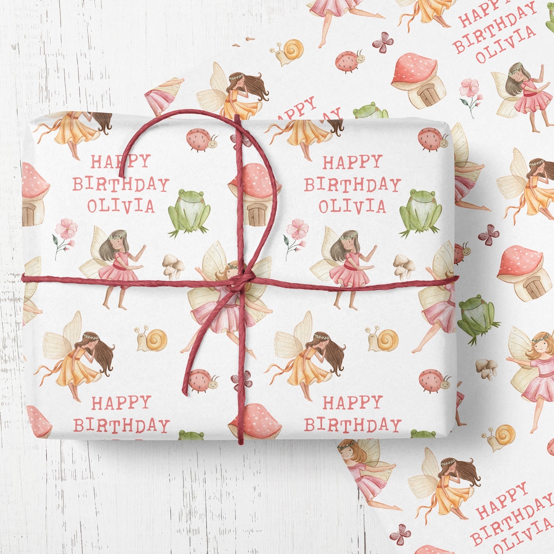 Kids Personalised Birthday Girl Wrapping Paper, Any Age Any Name ...