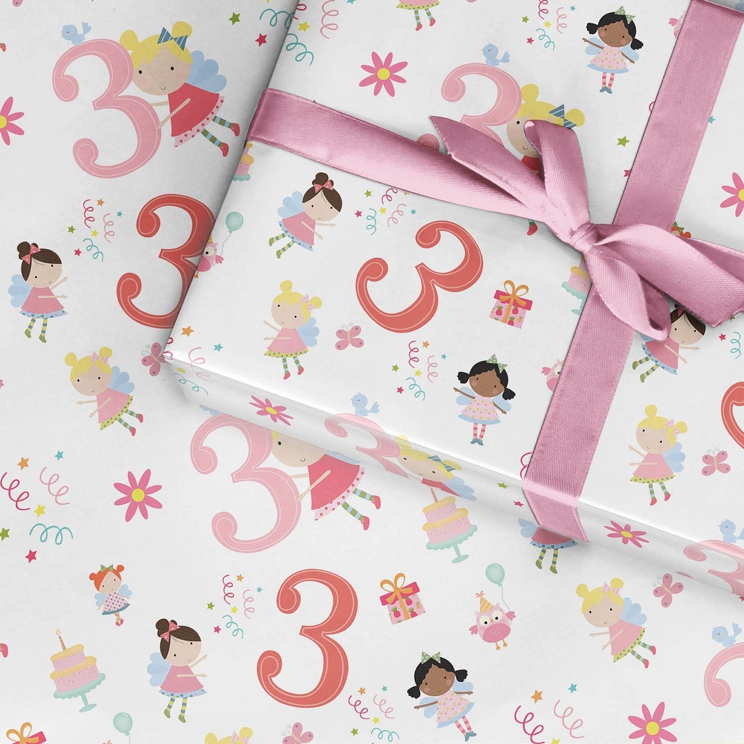 Fairy 3rd Birthday Wrapping Paper: Kids Gift Wrap - Etsy UK
