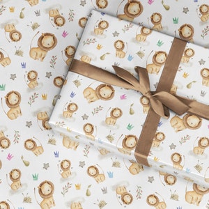 Lion Wrapping Paper, Jungle Wrapping Paper, Kids Birthday Gift Wrap ...