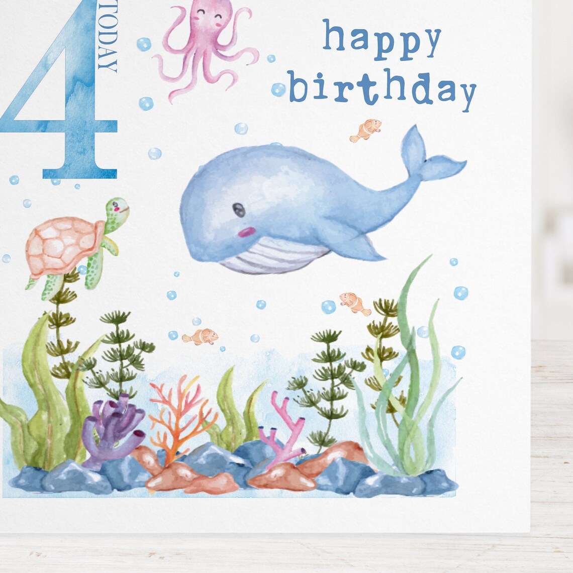 Any Age Birthday Under the Sea Birthday Cards Whale Kids - Etsy