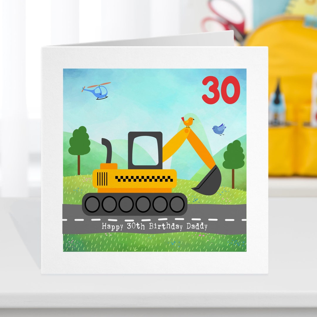 Digger Driver Birthday Card, Any Age Fun Cute Card, 1st 2nd 3rd 4th 5th ...