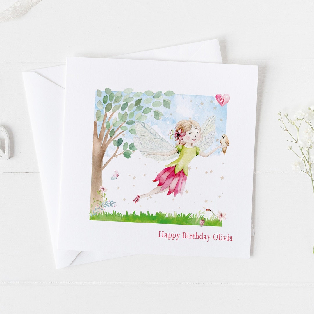 Fairy Birthday Card, Personalised Birthday Card for a Girl, Girls ...