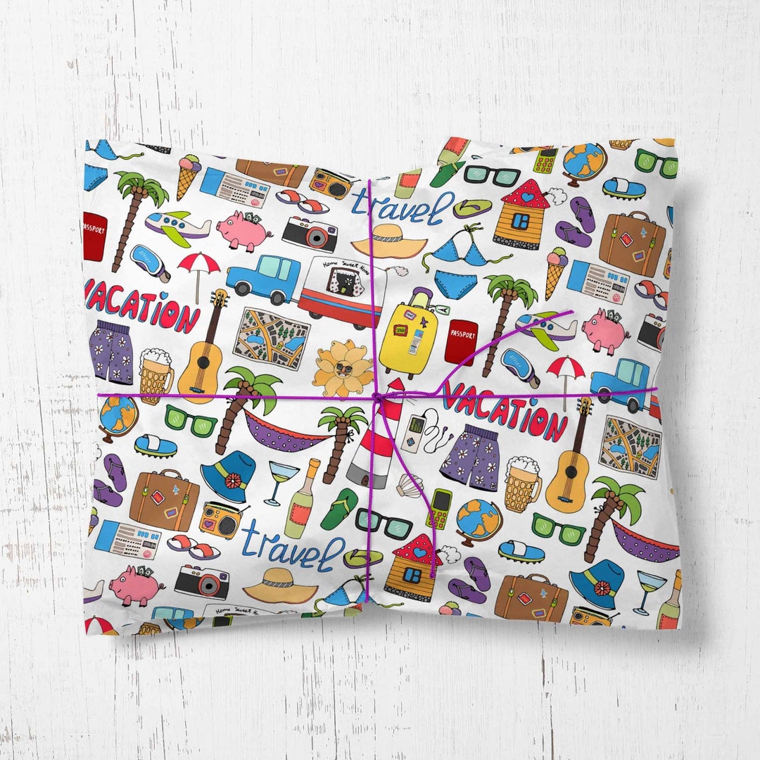 Travel Wrapping Paper, Bikini Gift Wrap, Fun Colourful Paper, Luxury ...