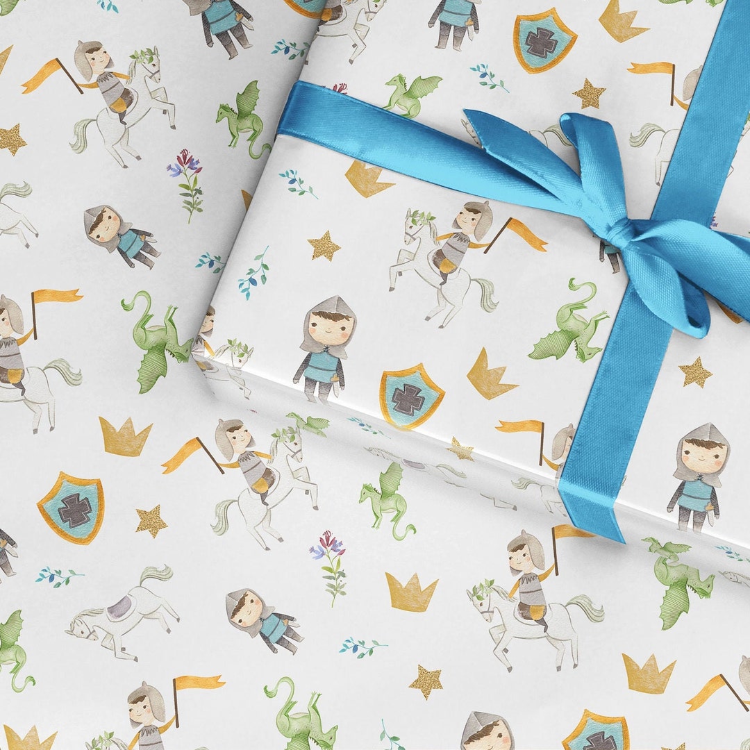Wrapping Paper Roll, Prince Horse Knights Prince Wrap Paper, Fairytale ...