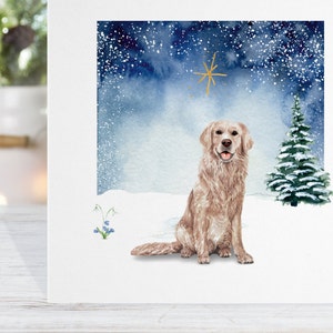 Golden Retriever Christmas Card & Brown Golden Retriever Wrapping Paper ...