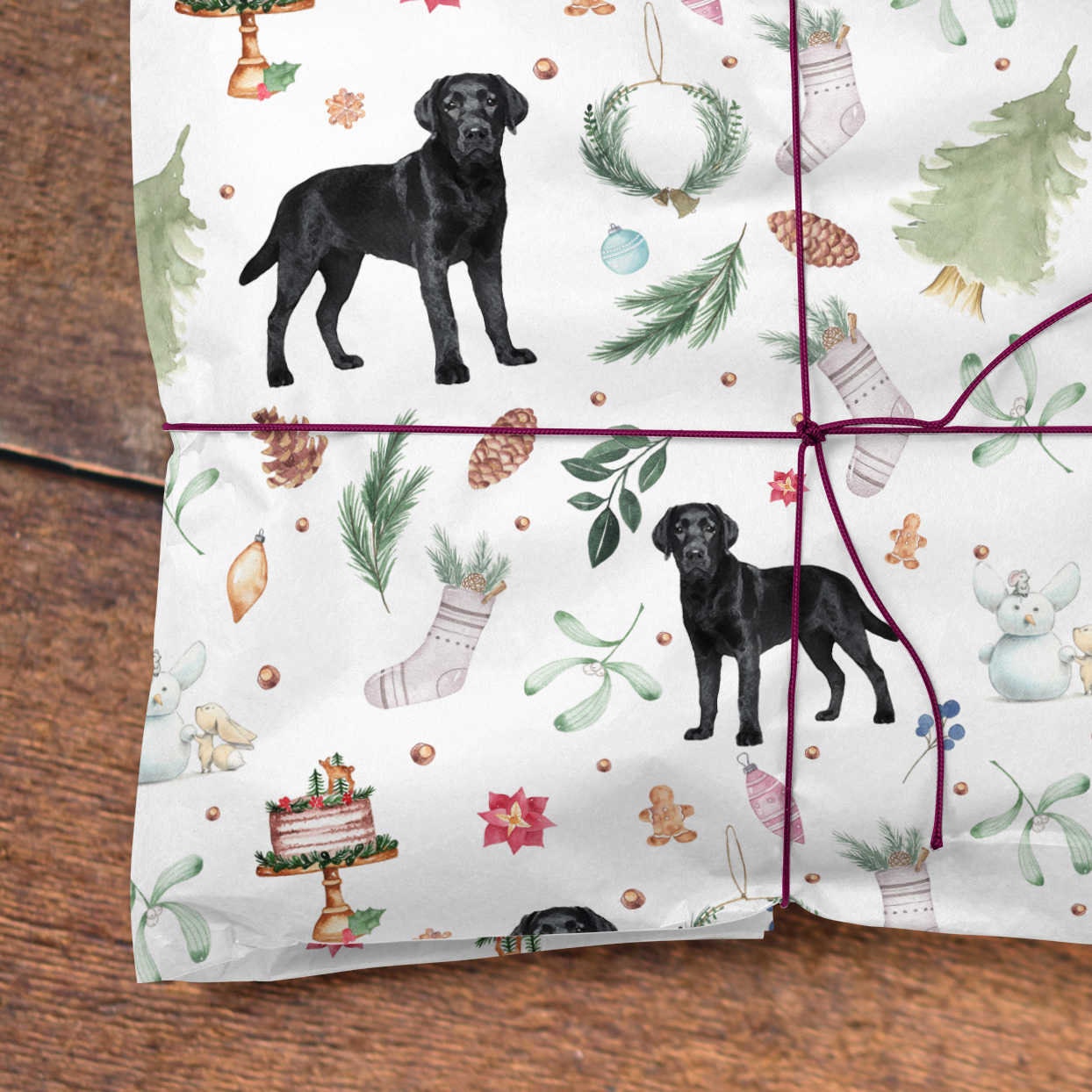 Labrador Christmas Wrapping Paper Roll, Black Lab Christmas Gift Wrap ...