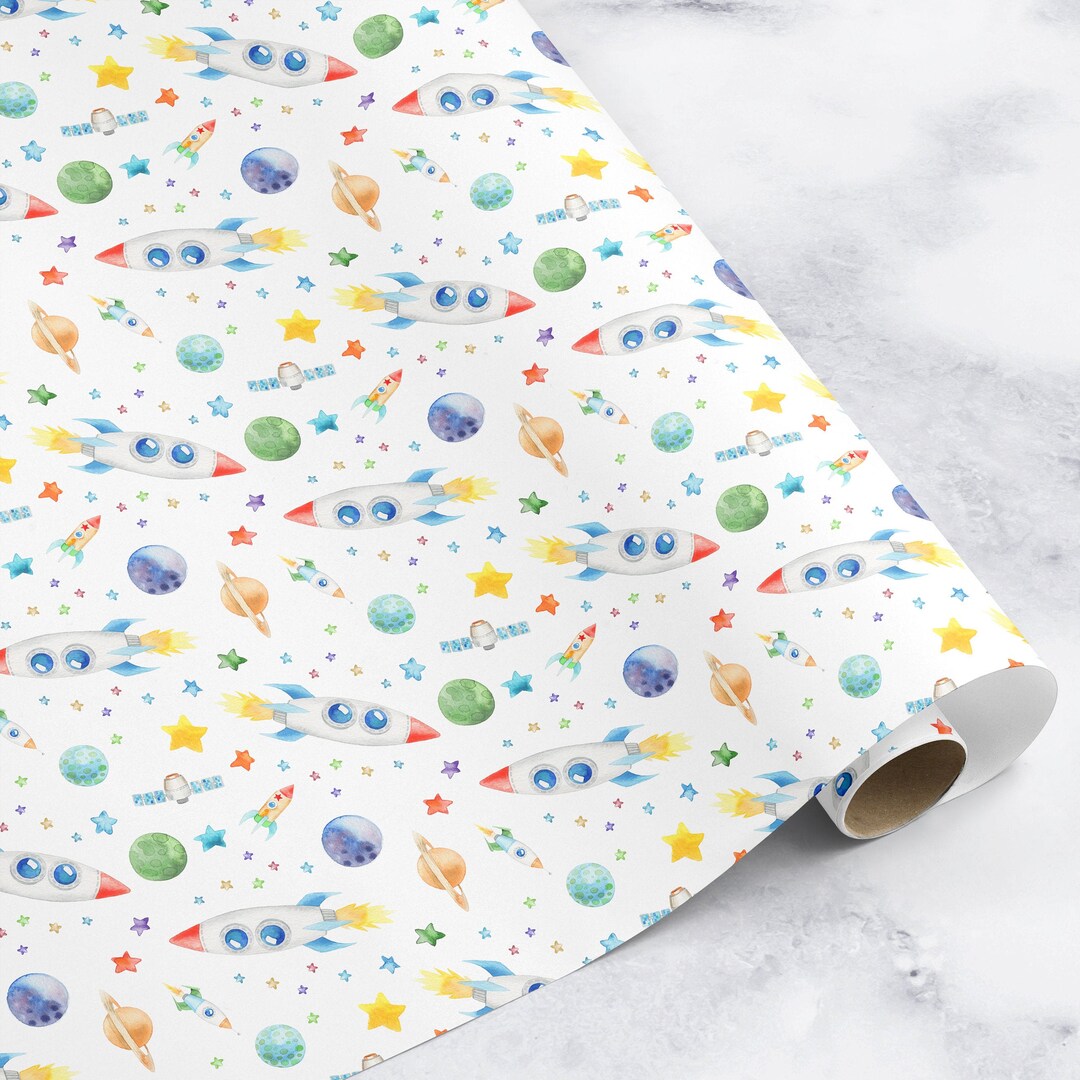 Space Wrapping Paper Roll: Kids Birthday Gift Wrap - Etsy UK