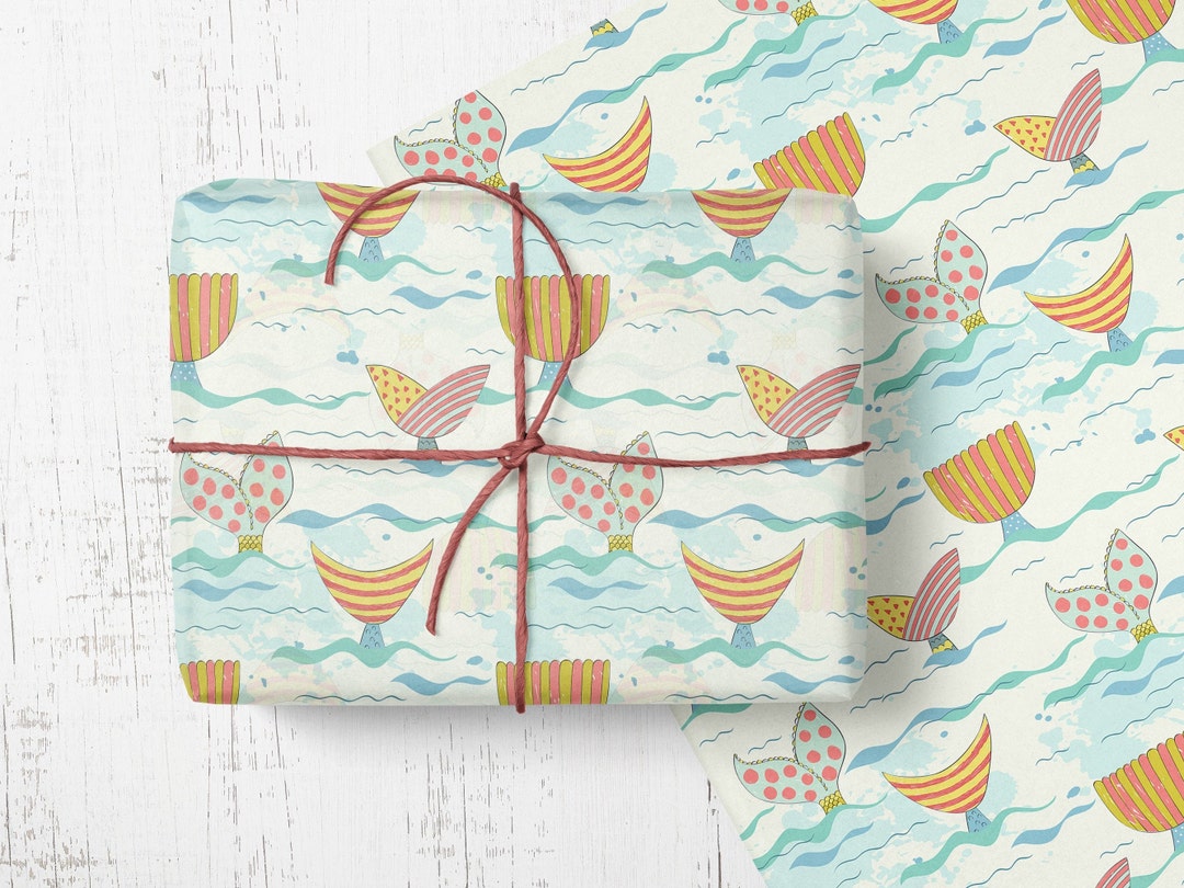 Mermaid Tail Wrapping Paper, Kids Birthday Gift Wrap - Etsy