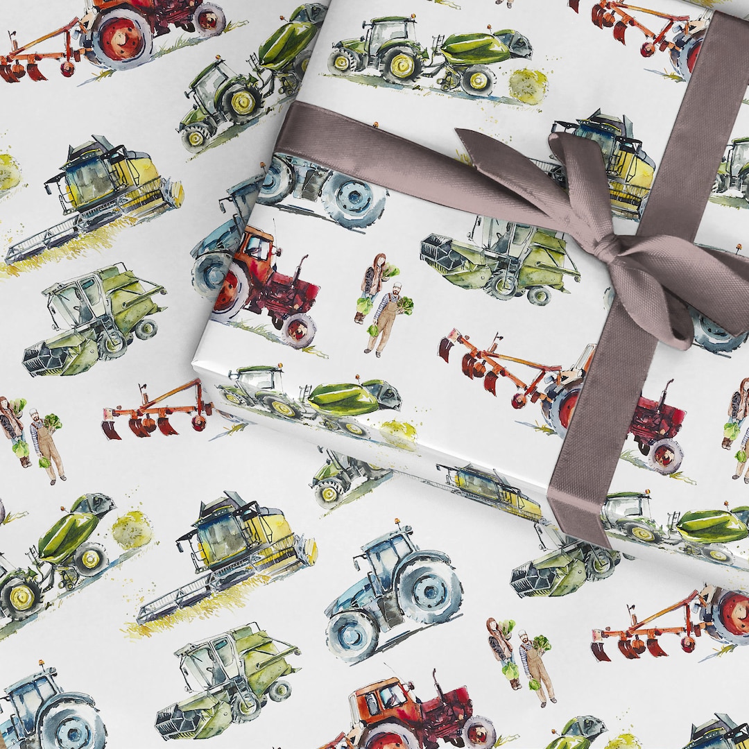 Tractors Wrapping Paper Tractor Farm Wrapping Paper Farmer - Etsy UK
