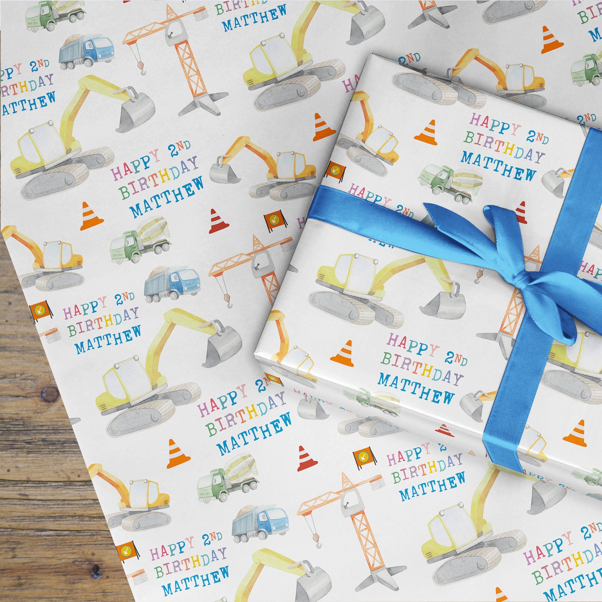 Wrapping paper roll Personalised Any age Builder Construction | Etsy