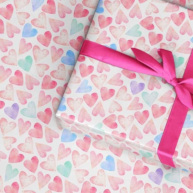 Heart Wrapping Paper Valentine Wrapping Paper Wrapping Paper - Etsy UK