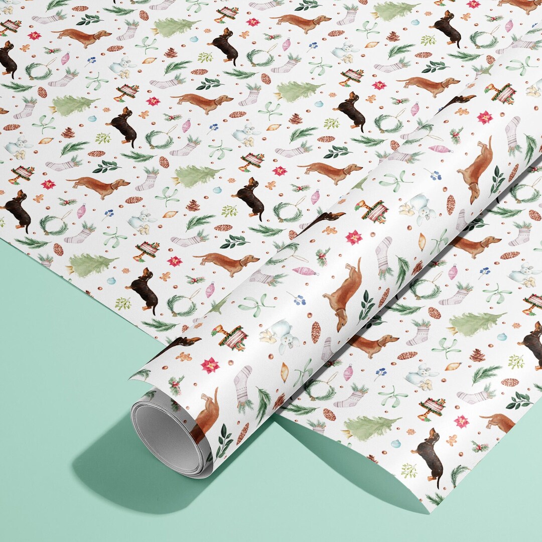 Dachshund Wrapping Paper Roll, Dachshund Christmas Gift Wrap, Dog ...