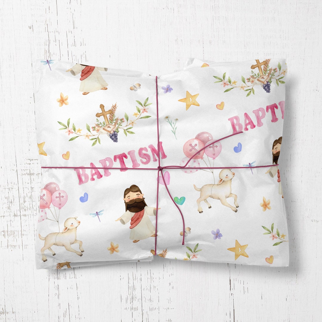 Baptism Wrapping Paper: Kids Christening Gift Wrap - Etsy