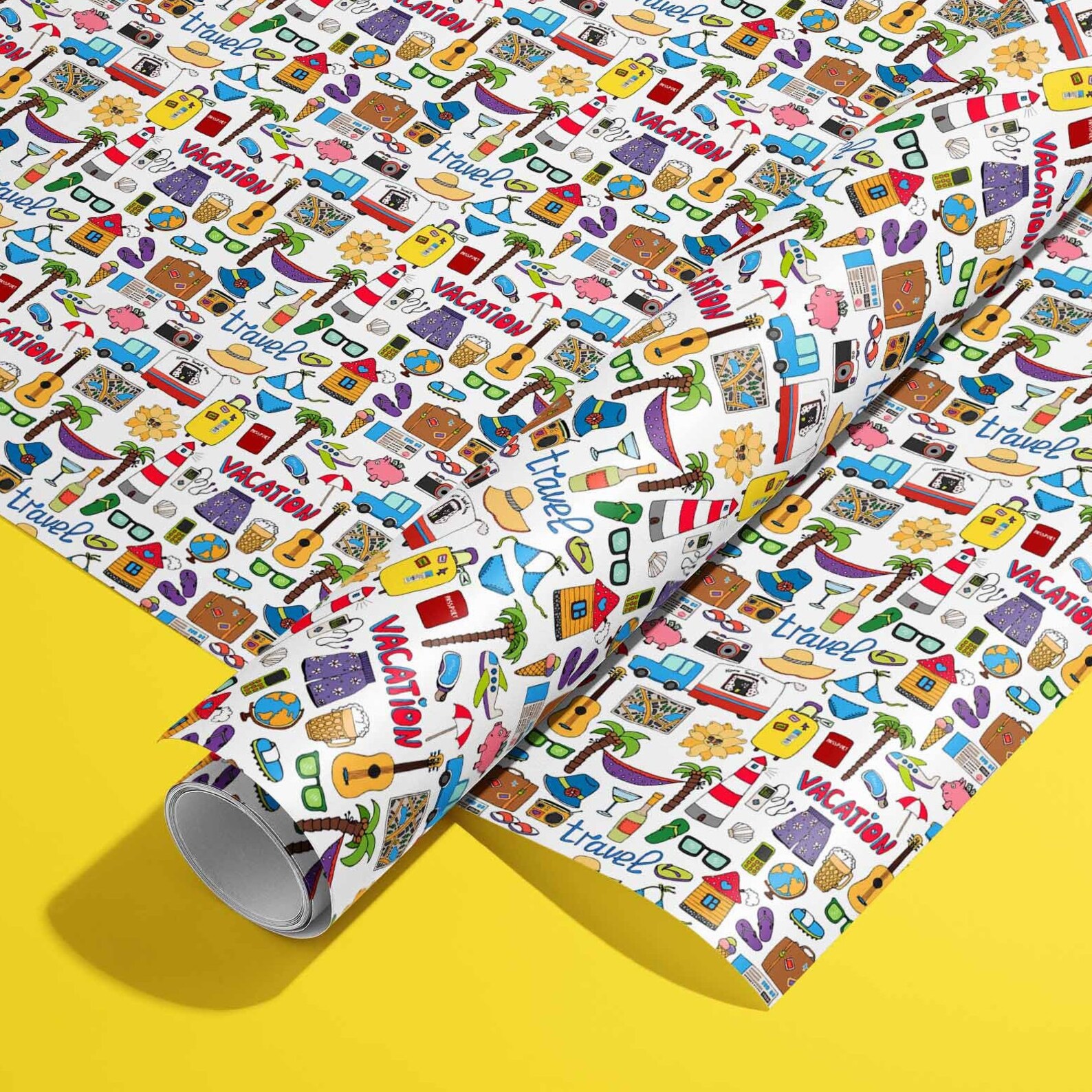 Travel Wrapping Paper Bikini Gift Wrap Fun Colourful Paper - Etsy