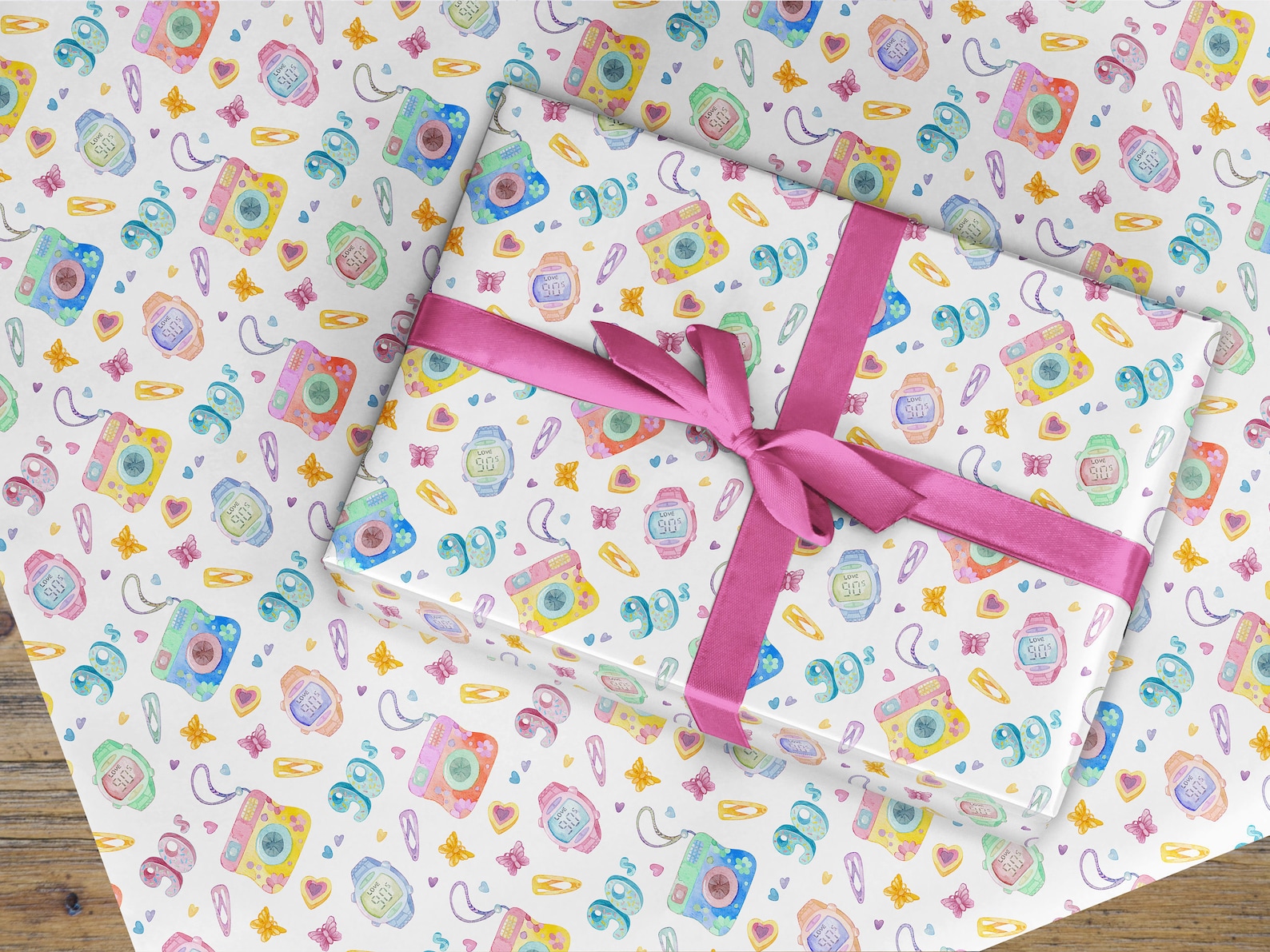 90's Wrapping Paper Bubblegum Retro Wrapping Paper Cute - Etsy