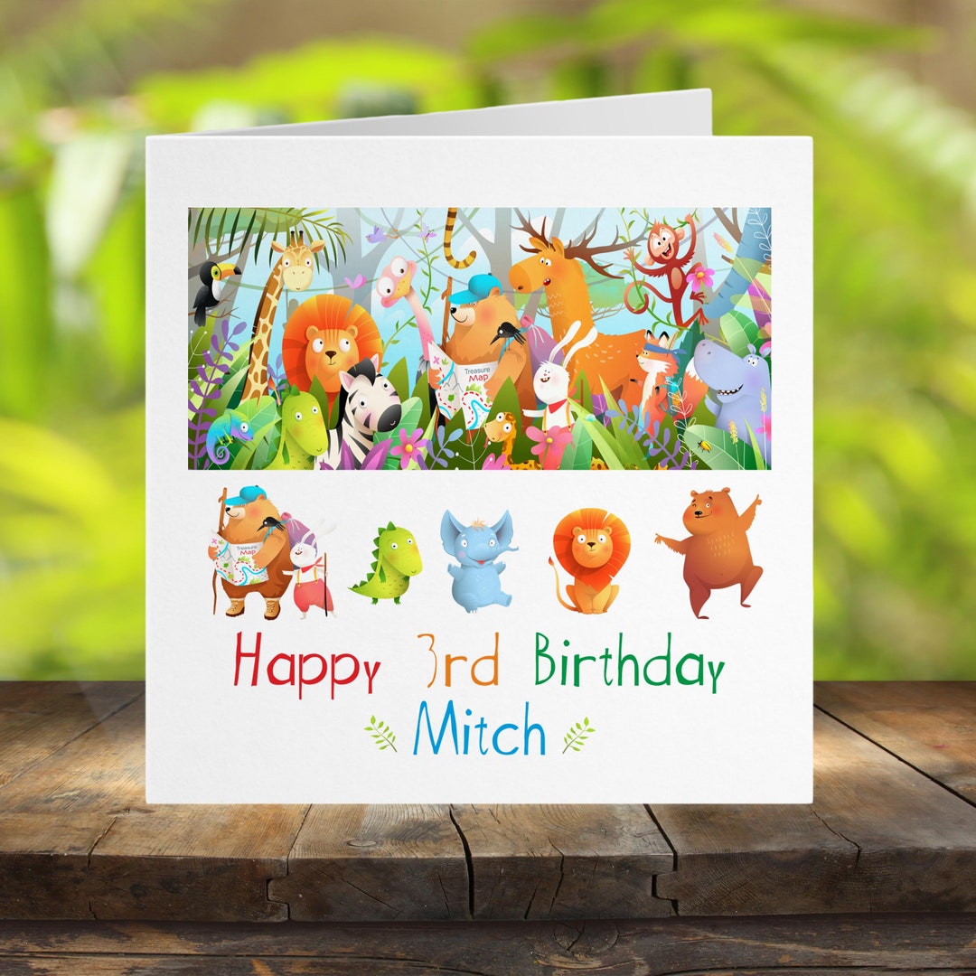 Jungle Personalised Birthday Card, Birthday Card, Safari Kids Birthday ...