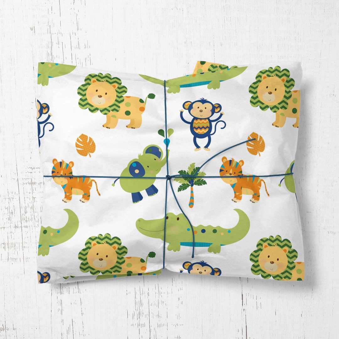 Kids Wrapping Paper, Fun Safari Jungle Wrapping Paper, Gender Neutral ...
