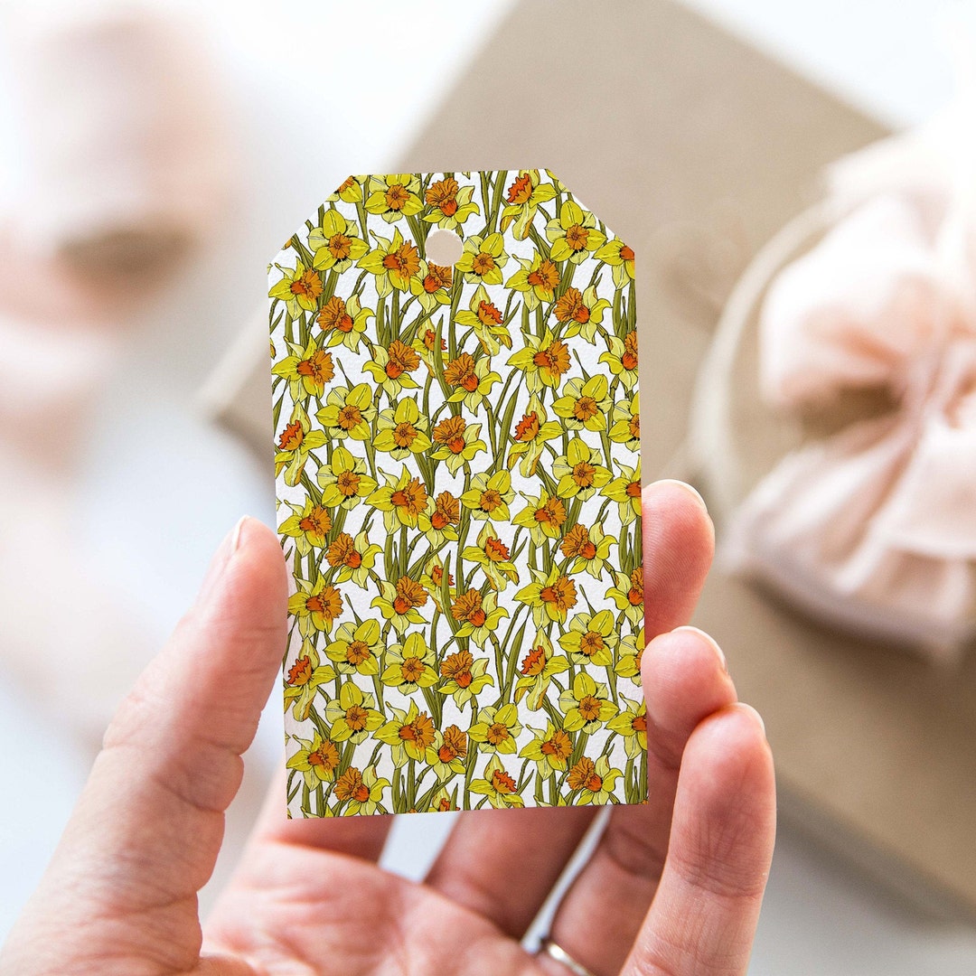Floral Gift Tags , Daffodils Gift Tags, Mothers Day Gift Tag, Flowers ...